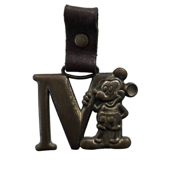 Disney | Accessories | Vintage Disney Mickey Mouse M Keychain Leather ...